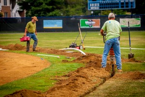 Not quite the ‘Green Monster’ but close: new irrigation on baseball ...